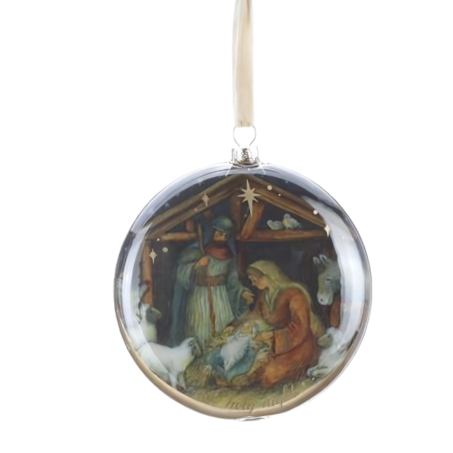 Glass Disk Nativity Ornament 4.5 Inch – The Christmas Shoppe