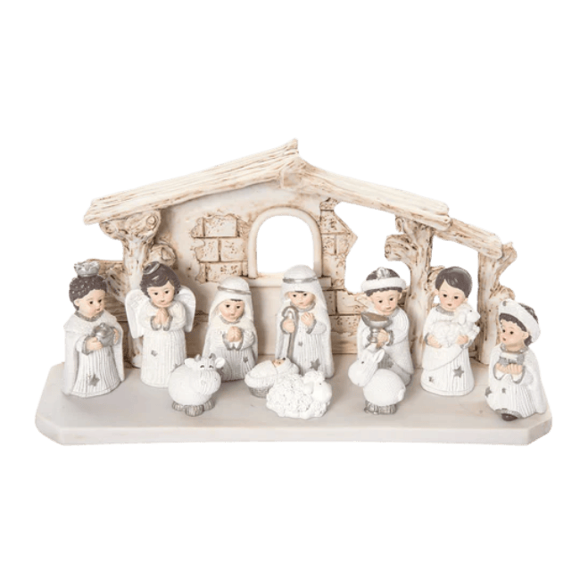 Silver Child Nativity Set of 12 – The Christmas Shoppe