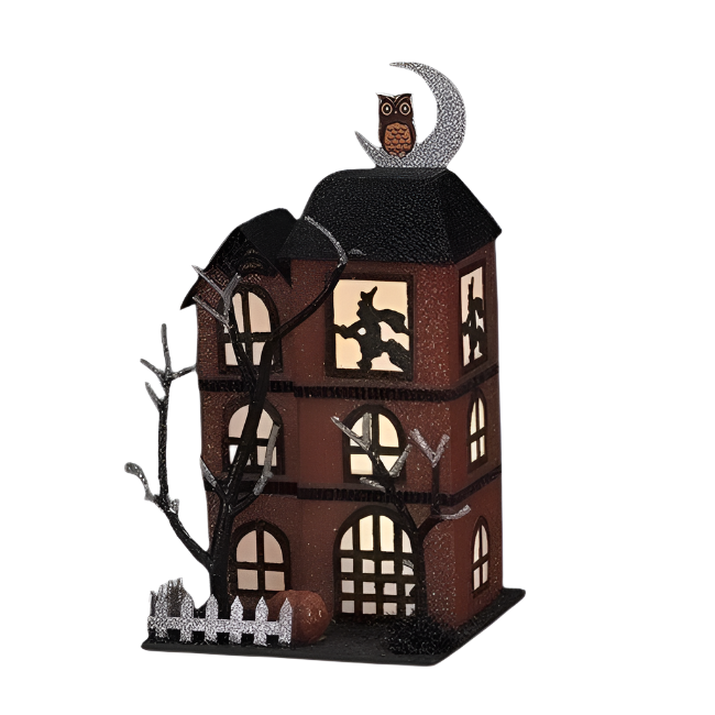 Lighted Haunted House 3 Story Orange – The Christmas Shoppe